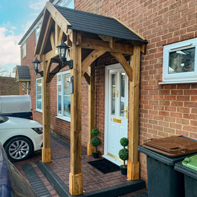 Dunster House Wooden Porch Canopy Kit 2m x 1.5m Pressure Treated Door ...