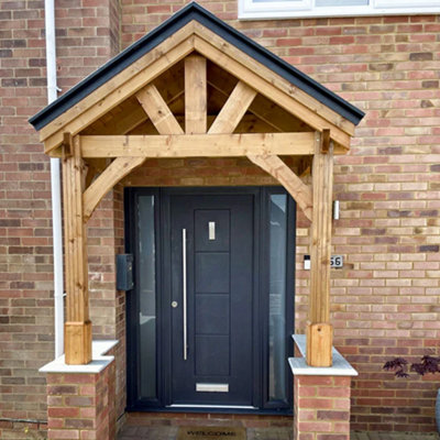 Dunster House Wooden Porch Canopy Kit 2m x 1.5m Pressure Treated Door ...