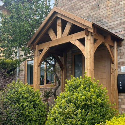 Dunster House Wooden Porch Canopy Kit 2m x 1.5m Pressure Treated Door ...