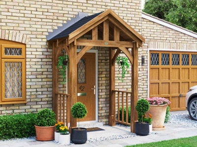Dunster House Wooden Porch Canopy Kit 2m x 1.5m Pressure Treated Door ...