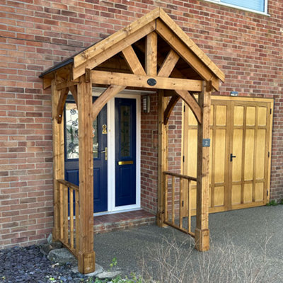 Dunster House Wooden Porch Canopy Kit 2m x 1.5m Pressure Treated Door ...