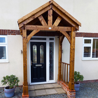 Dunster House Wooden Porch Canopy Kit 2m x 1.5m Pressure Treated Door ...