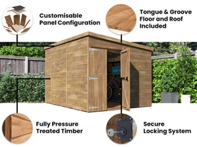 Dunster House Wooden Shed Garden Storage 2.4 x 3m (8' x 10') 15mm Walls ...