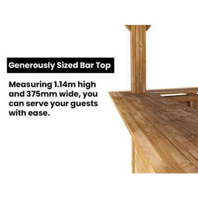 Dunster Wooden House Garden Bar 6m x 3m Outdoor Pub Shed with Counter ...