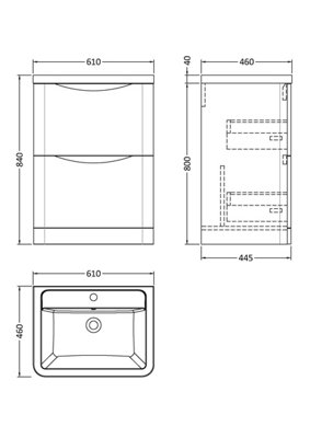Dunwood Contemporary 2 Drawer Floor Standing Vanity Unit with Basin ...