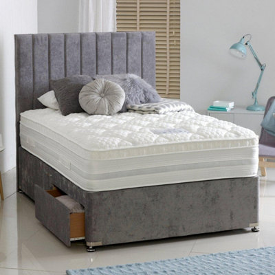 Dura Bed Oxford 1000 Pocket Sprung Memory Foam Divan Bed Set 4FT Small ...