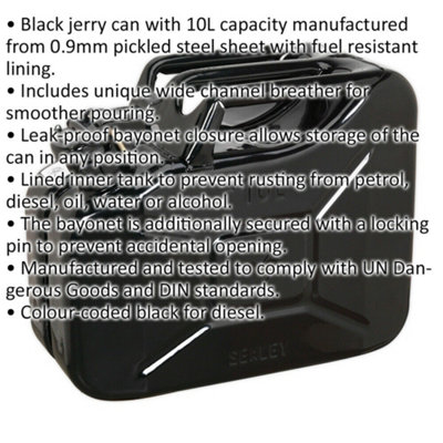Durable 10 Litre Jerry Can with Leak-Proof Closure and Fuel Resistant ...