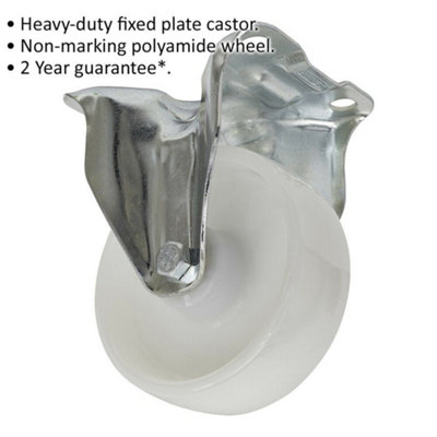Durable 100mm Fixed Plate Castor Wheel with Non-Marking Polyamide Tread