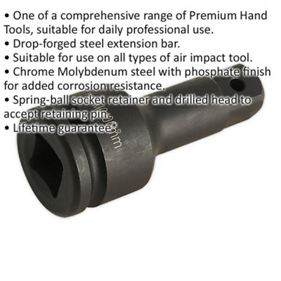 Durable 100mm Steel Impact Extension Bar with 3/4 Inch Drive and Socket ...