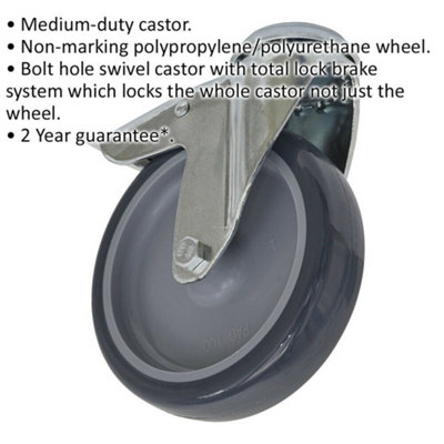 Durable 100mm Swivel Castor Wheel with Total Lock Brakes for Heavy Duty Use