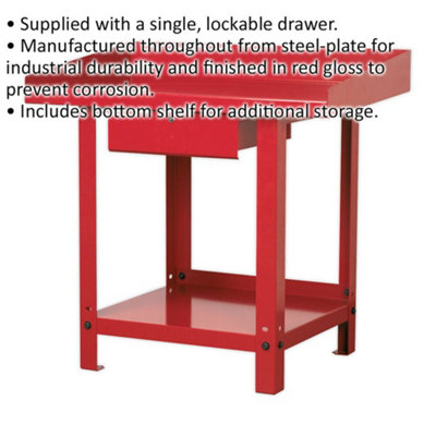 Durable 1m x 0.65m Steel Workbench with Lockable Drawer and Bottom ...