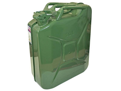 DURABLE 20 LITRE METAL JERRY CAN - FAITHFULL GREEN FOR SAFE LIQUID STORAGE