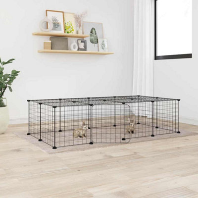 Durable 20-Panel Pet Cage with Door Black 35x35 cm Steel