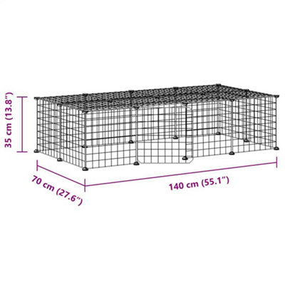 Durable 20-Panel Pet Cage with Door Black 35x35 cm Steel