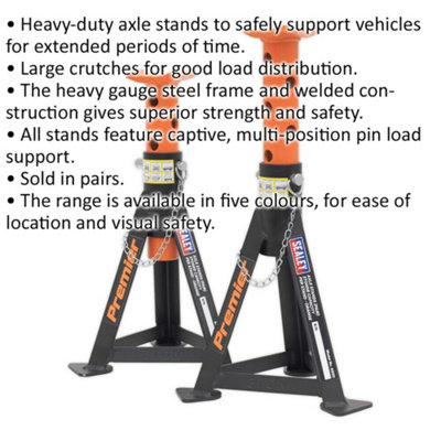 Durable 3 Tonne Heavy Duty Axle Stands with Adjustable Height from ...