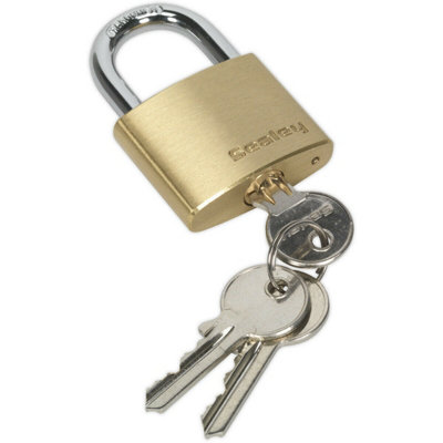 Durable 40mm Solid Brass Padlock with Hardened Steel Shackle and 3 Keys ...