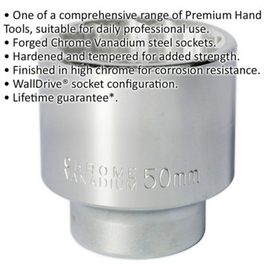 Durable 50mm Forged Steel Drive Socket - 3/4" Square Drive - Chrome Vanadium Construction