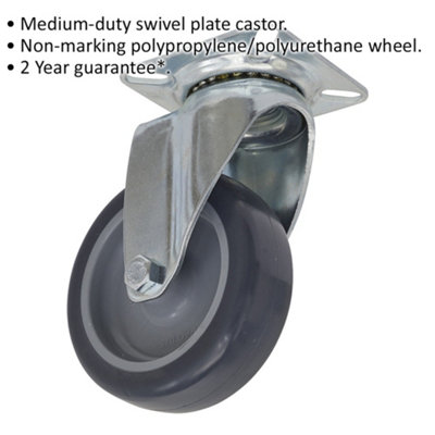 Durable 75mm Swivel Plate Castor Wheel with 25mm Tread for Heavy Loads