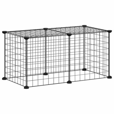 Durable 8-Panel Pet Cage Black 35x35 cm Steel