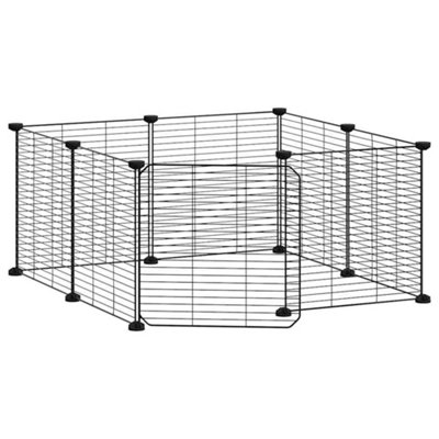 Durable 8-Panel Pet Cage with Door Black 35x35 cm Steel