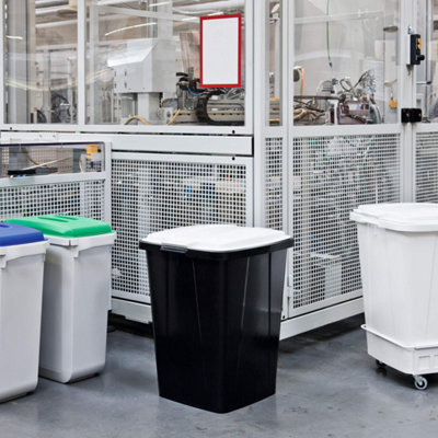 Durable 90L Waste Bin White - Square Recycling Bin - Food Bin - DURABIN