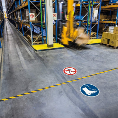 Shop Durable Adhesive ISO "Pedestrians Prohibited" Sign Safety Floor ...