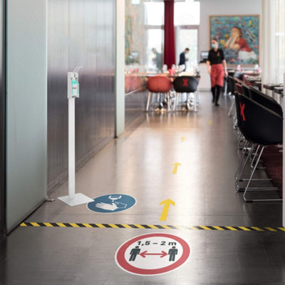 Durable Adhesive ISO "Social Distancing" Sign Safety Floor Sticker - 43cm