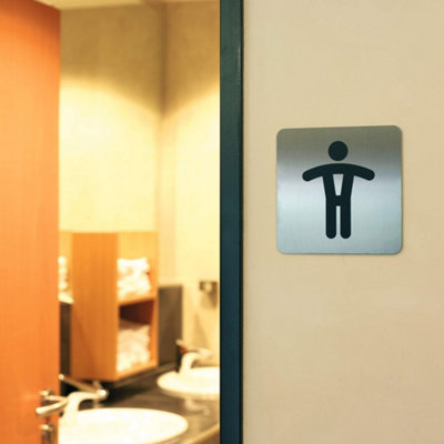 Durable Adhesive Men's WC Symbol Bathroom Toilet Sign - Stainless Steel ...