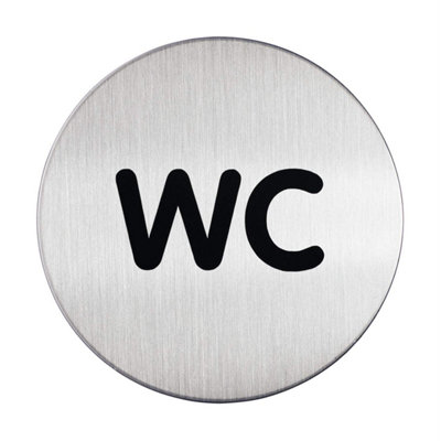 Durable Adhesive WC Symbol Bathroom Toilet Sign - Brushed Stainless ...