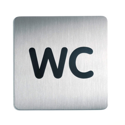 Durable Adhesive WC Symbol Square Bathroom Toilet Sign - Brushed ...