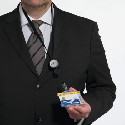 Durable Adjustable Breakaway Lanyard with Badge Reel - 10 Pack - Black