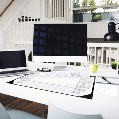 DURABLE CLEAR OVERLAY CALANDER PC DESK PAD PROTECTOR MAT - 65X52 CM - BLACK