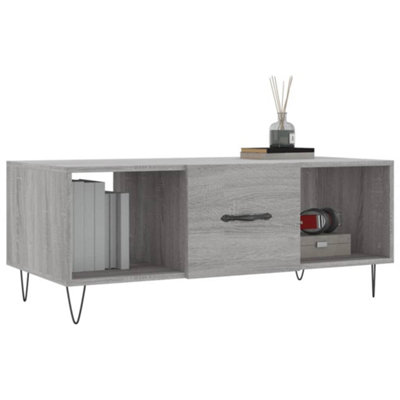 Durable Coffee Table Grey Sonoma 102x50x40 cm Engineered Wood