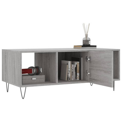 Durable Coffee Table Grey Sonoma 102x50x40 cm Engineered Wood
