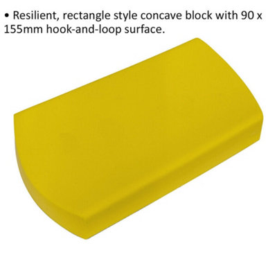 Durable Concave Sanding Block - 90mm x 155mm with Hook and Loop Surface