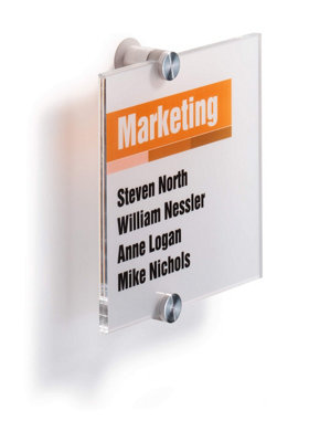 Durable CRYSTAL Frameless Acrylic Door Sign Holder Wall Mounted - 148x148mm