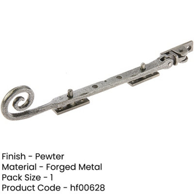 Durable Curly Tail Casement Stays in Pewter Finish - 245x15x6mm ...