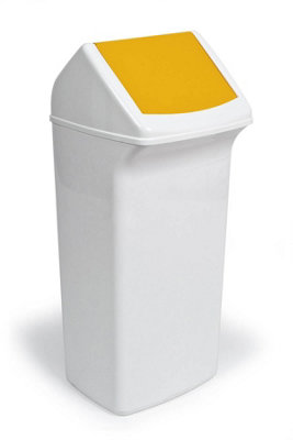 Durable DURABIN Contemporary White Square Recycling Bin + Yellow Swing ...