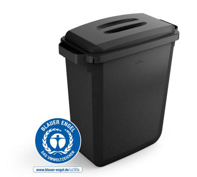 Durable DURABIN ECO Recycled Black Rectangular Recycling Bin + Black ...
