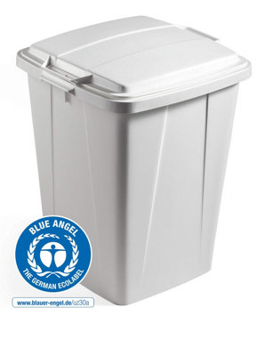 Durable DURABIN ECO Strong Square Grey Recycling Bin + Grey ECO Lid - 90L