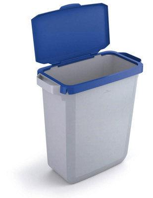 Durable DURABIN Grey Rectangular Recycling Bin + Blue Hinged Lid - 60L ...