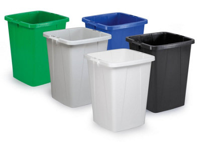 Durable DURABIN Grey Square Recycling Bin + Blue Lid - Food Safe - 90L
