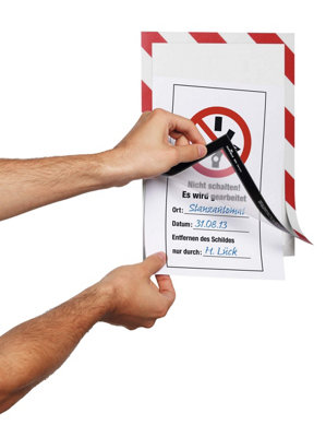 Durable DURAFRAME Adhesive Magnetic Hazard Frame - 2 Pack - A4 Red & White