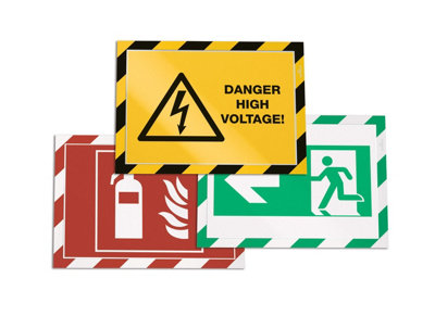 Durable DURAFRAME Adhesive Magnetic Hazard Frame - 2 Pack - A4 Red & White