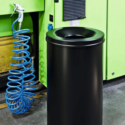 Durable Fire Extinguishing Metal Waste Bin - TUV Certified - 60L - Grey