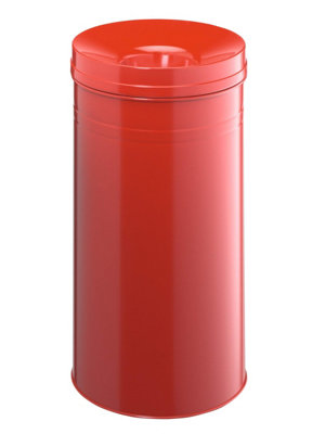 Durable Fire Extinguishing Metal Waste Bin - TUV Certified - 60L - Red ...