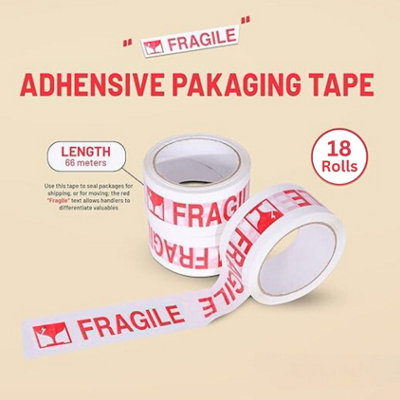 Durable Fragile Tape Secure Your Packages with Care 48mm x 66M (18 Rolls)