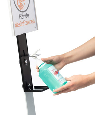 Durable Hand Sanitiser Disinfectant Dispenser Floor Stand with Sign - White