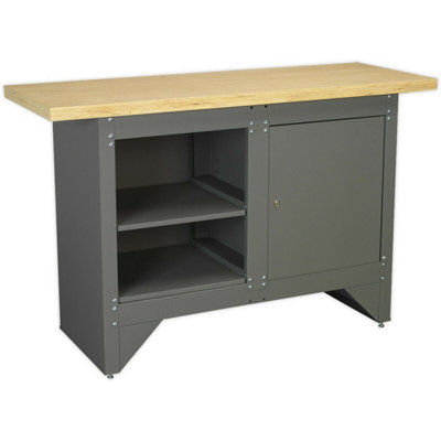 Durable Heavy Duty Steel Workbench with Lockable Cupboard and Shelf for ...