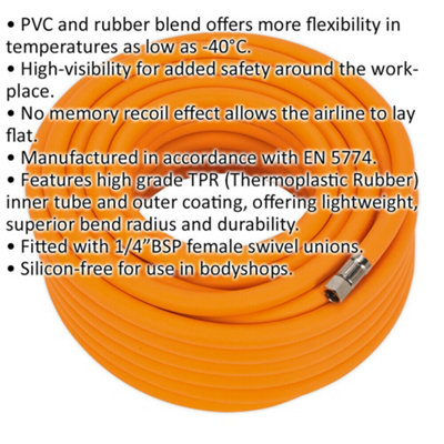 DURABLE HIGH-VISIBILITY HYBRID AIR HOSE - 20M WITH 1/4 INCH BSP UNIONS ...